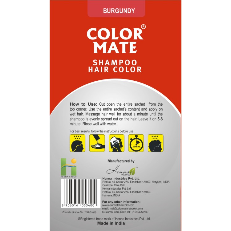 Color Mate Shampoo Hair Color (Burgundy)